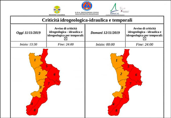 Maltempo, domani allerta arancione e rossa in Calabria - il Lametino.it