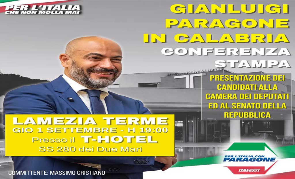 Lamezia, presentazione dei candidati di Italexit con Paragone l'1 ...